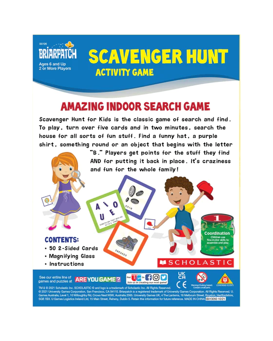 Scavenger Hunt Activity Game Indoor Play – Adventure Awaits