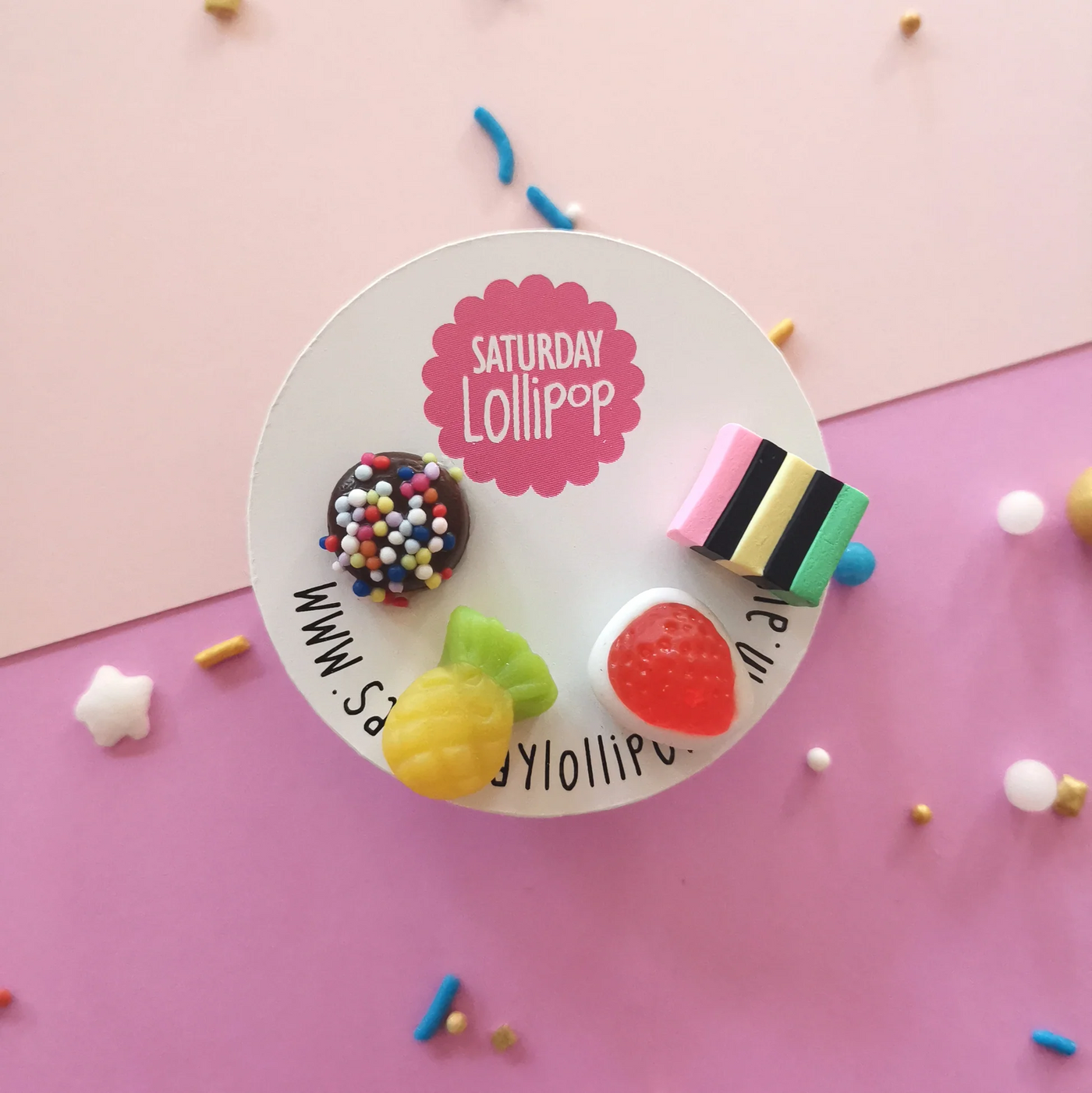 Saturday Lollipop Stud Earrings Lolly Bag Party Mixed Lollies ...