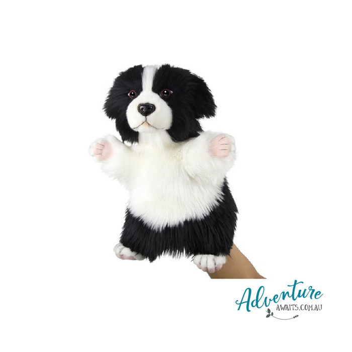 Hansa Border Collie Puppy Hand Puppet Plush Toy 30cm Realistic ...