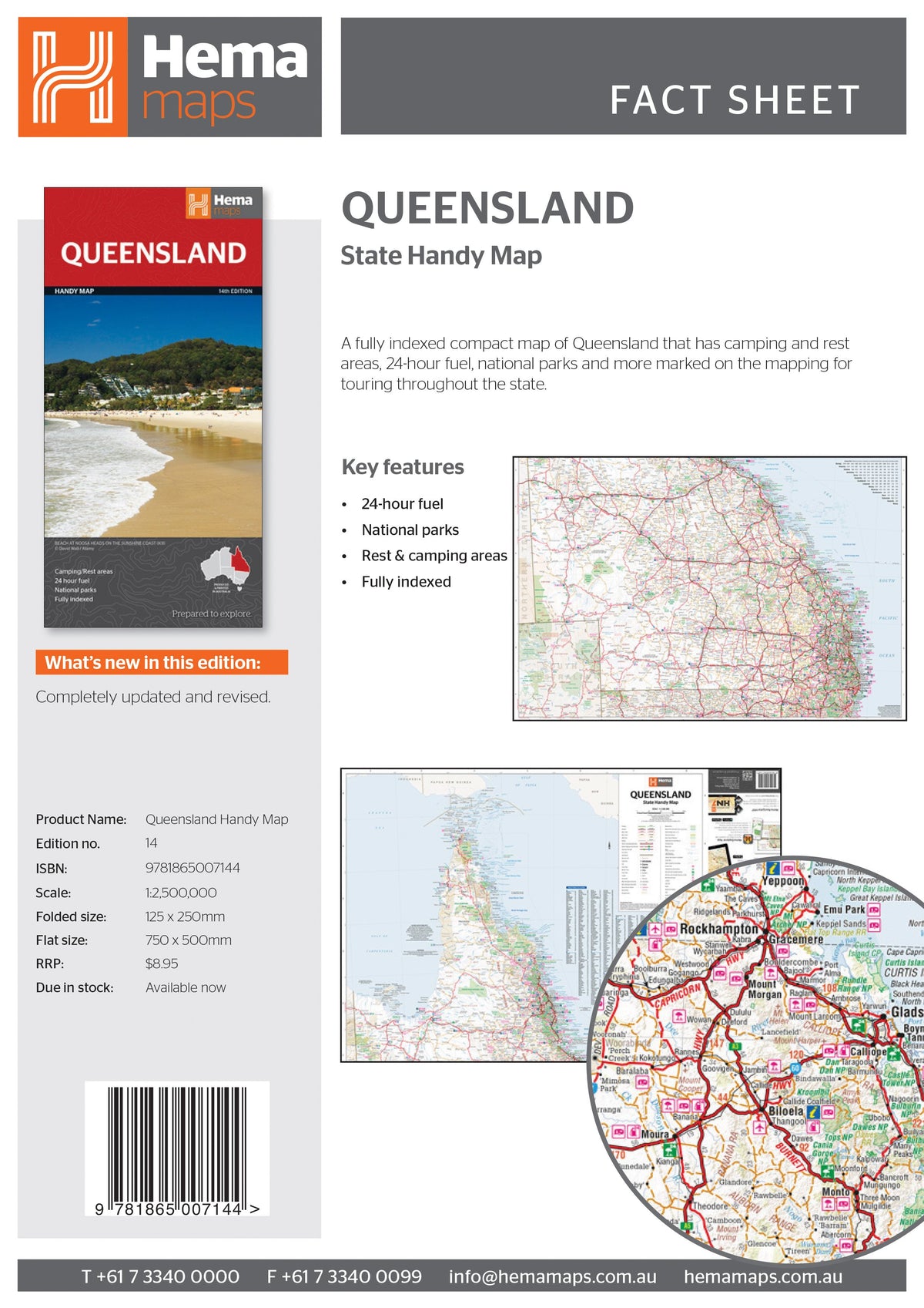 Hema Maps Queensland | Handy Map | Compact QLD State Map