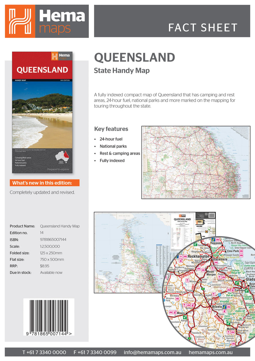 Hema Maps Queensland | Handy Map | Compact QLD State Map – Adventure Awaits