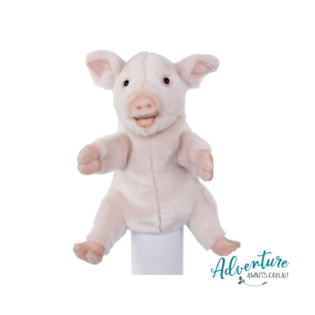 Hansa Pig Hand Puppet Plush Toy 25cm Realistic – Adventure Awaits