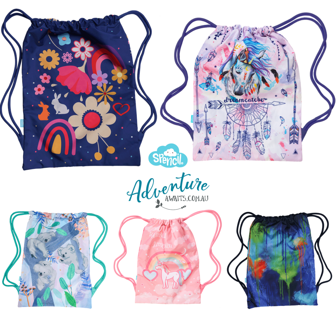 Spencil Big Drawstring Bag Kinder Pre School Bag – Adventure Awaits