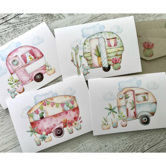 Vintage Caravan Card Set Caravan Stationary Blank Greeting Cards ...