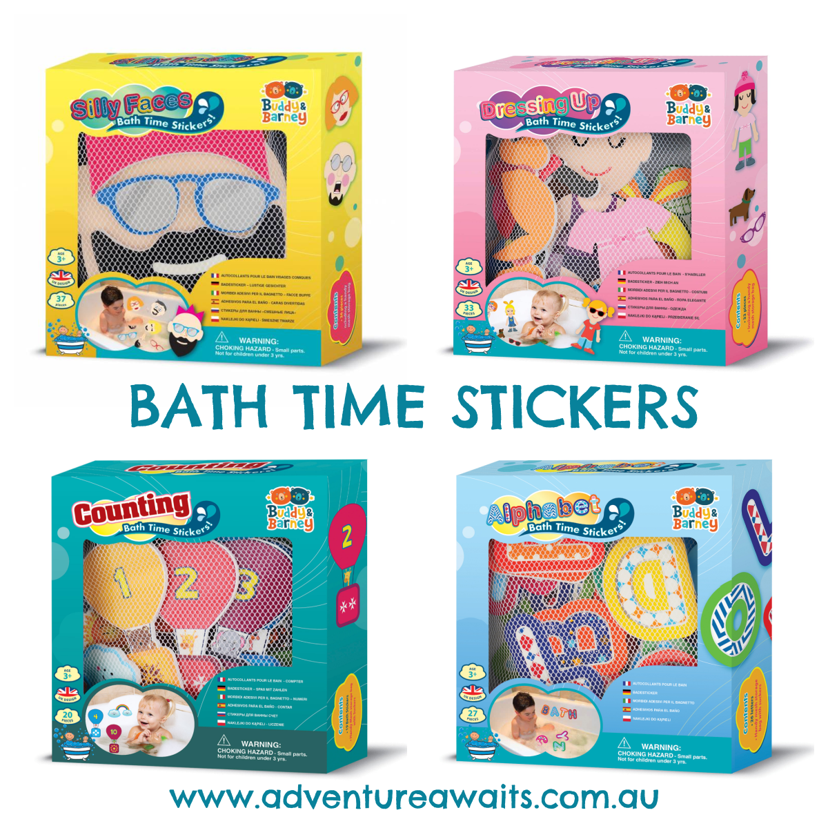 Interactive Bath Stickers for Kids – Silly Faces, Dinosaurs, Alphabet ...