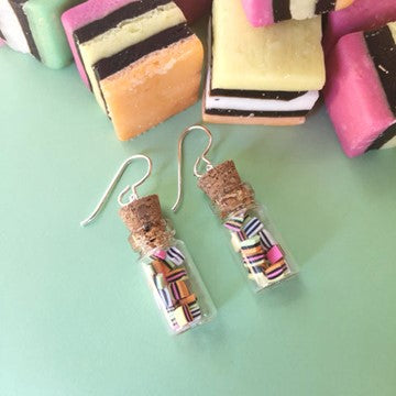 Saturday Lollipop Dangle Earrings Licorice Allsorts Jar Handmade ...
